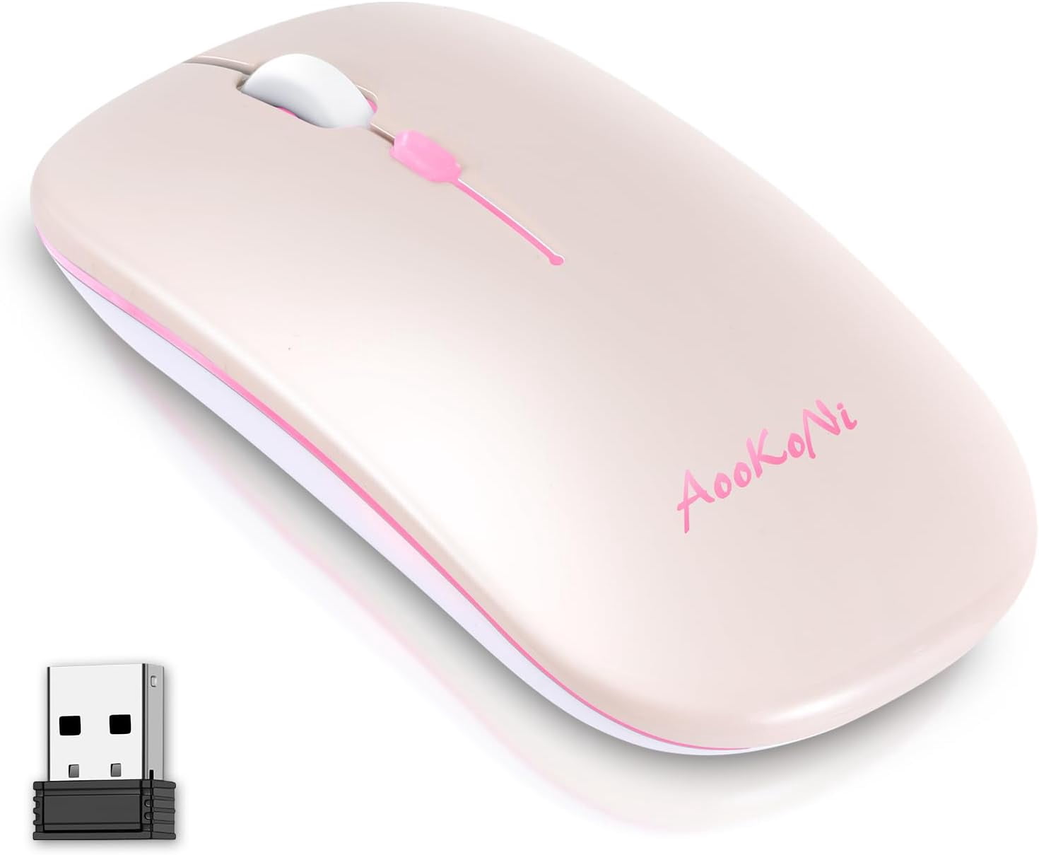 Wireless Bluetooth Mouse, Rechargeable USB Optical Mouse, LED Slim Dual ...