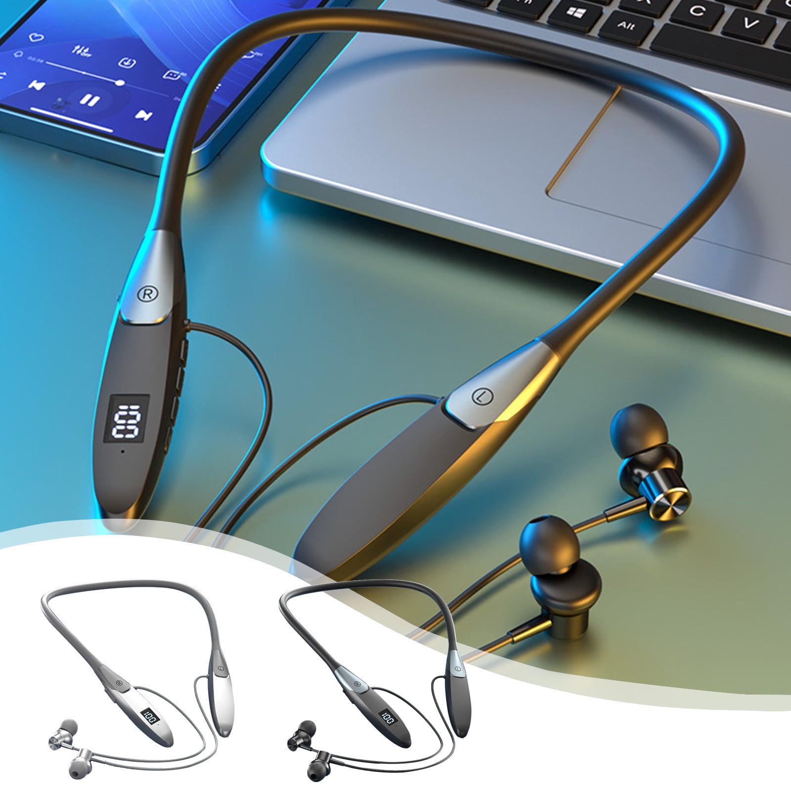 Wireless Bluetooth Neckband Earphones, 5.3 Surround Sound Low Latency ...
