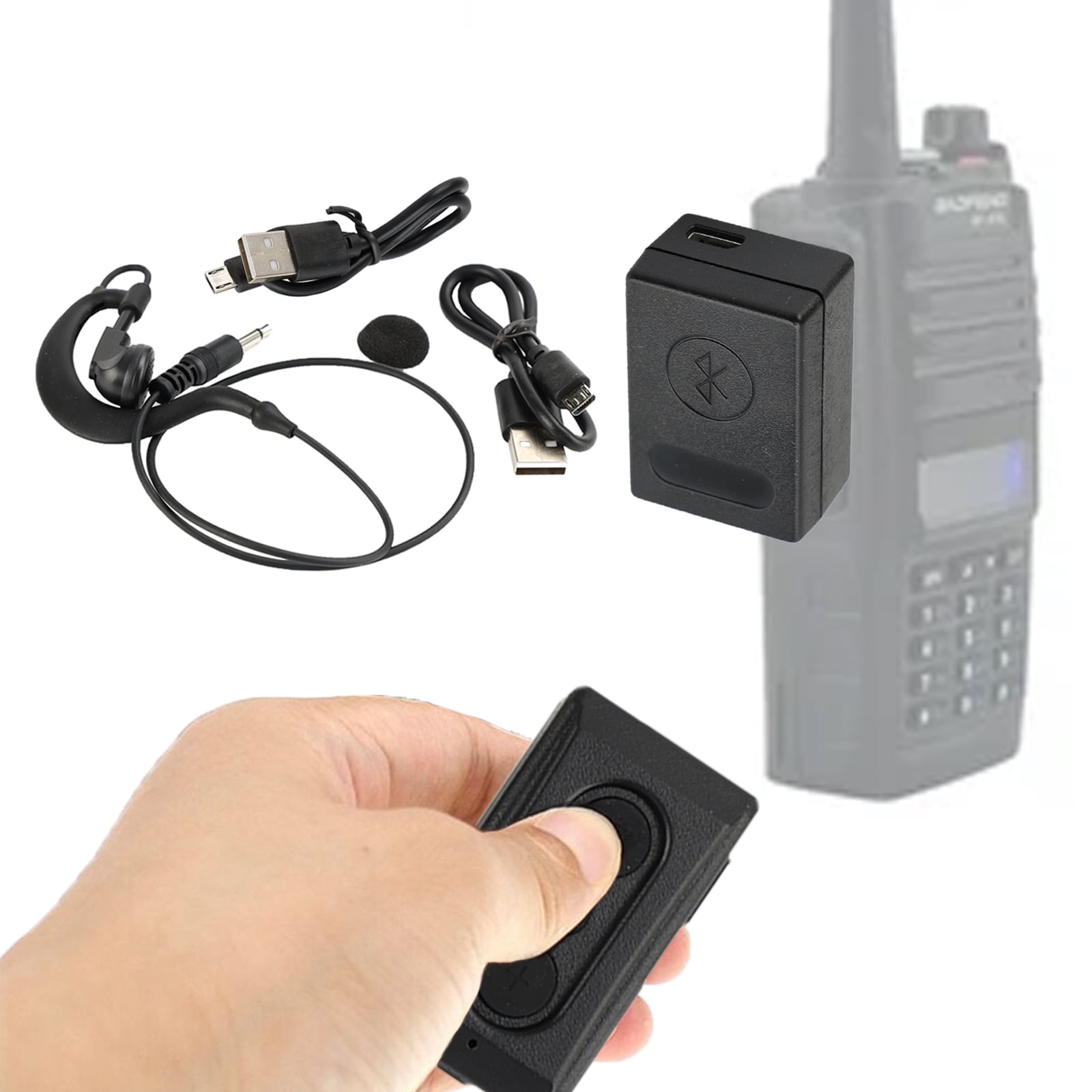 Wireless Bluetooth PTT Controller Earphone K Plug Adapter for Baofeng ...