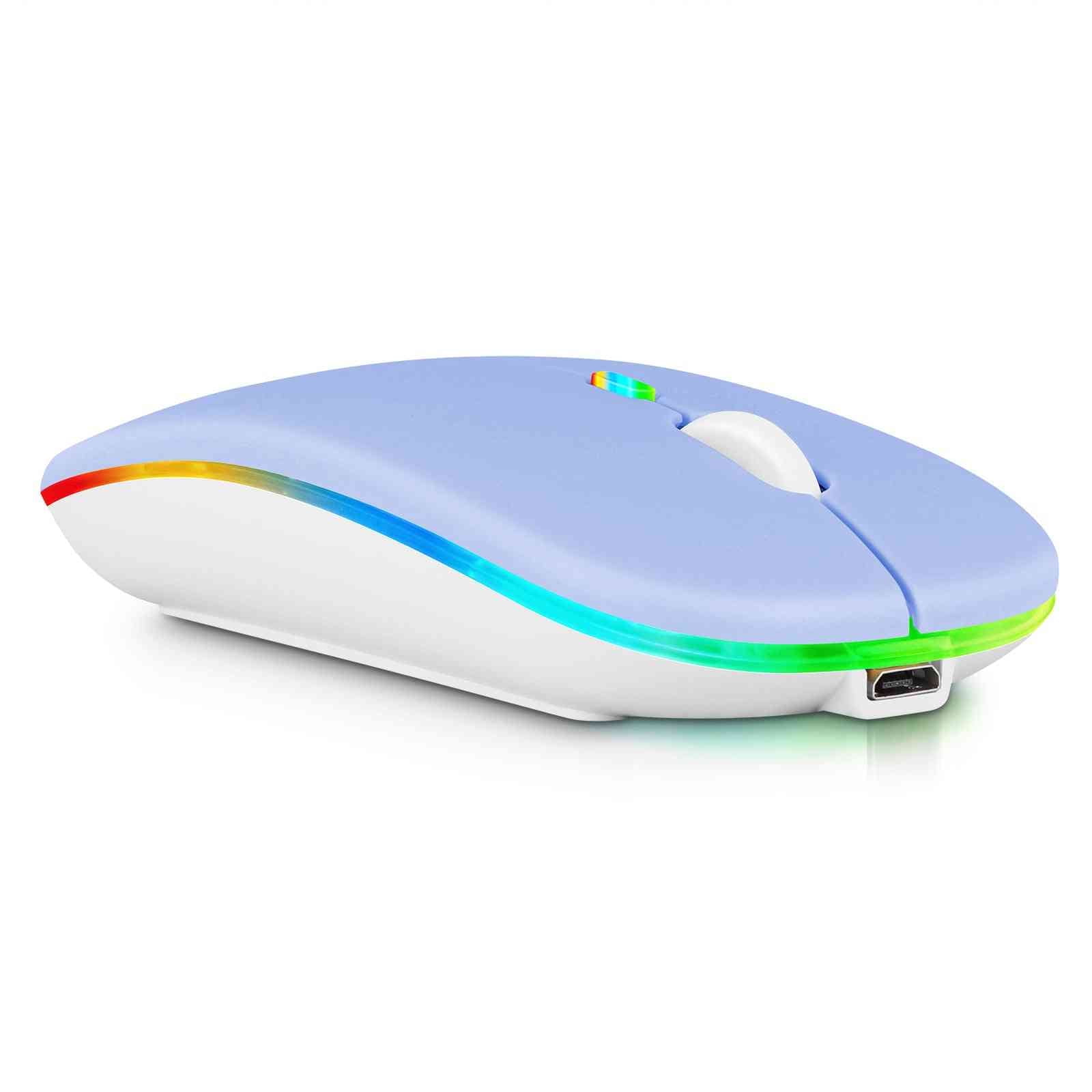 Wireless Bluetooth Rechargeable Mouse for Macbook, RGB LED Purple, 800 ...