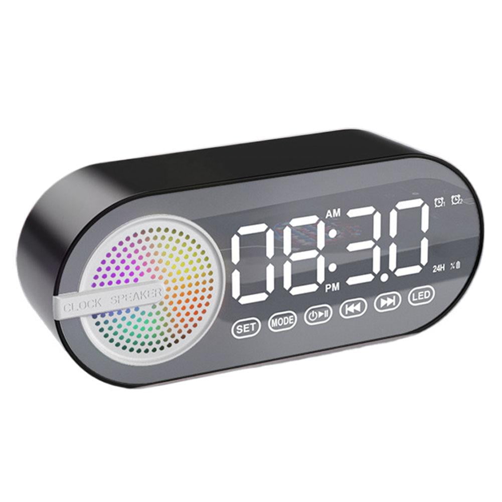 Wireless Bluetooth Speaker Alarm Clock-RGB-USB LED Mirro-Digital Clock ...