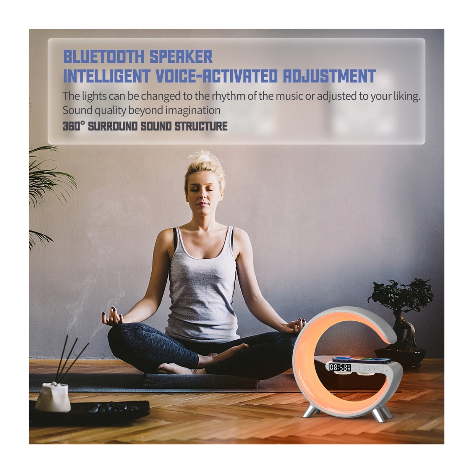 Wireless Bluetooth Speaker, Color Ambient Light Digital Clock Multi ...