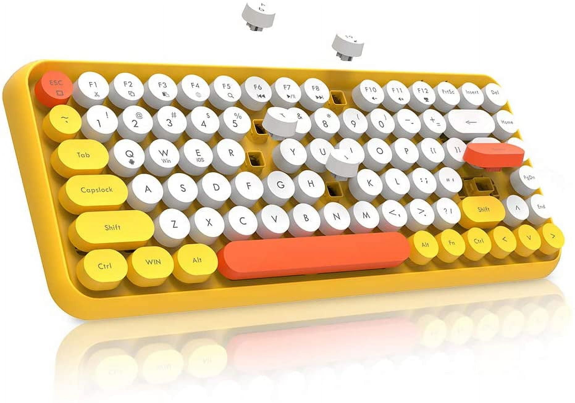 Bluetooth Typewriter Keyboard, 84-Key, Compact, Cute & Retro Design ...