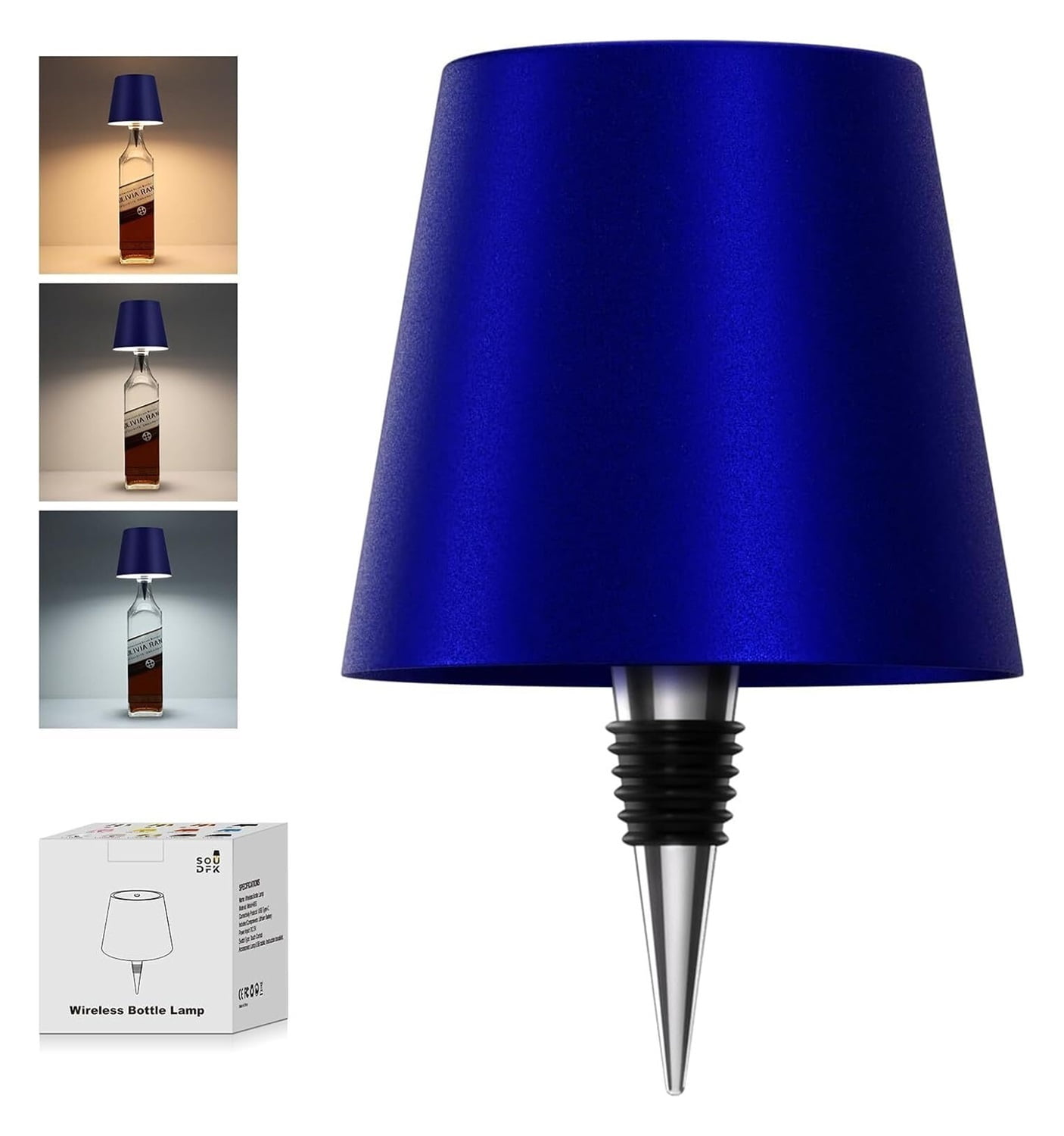 Wireless Bottle Lamp, 2025 New 3 Color Rechargeable Wine Bottle Lights ...