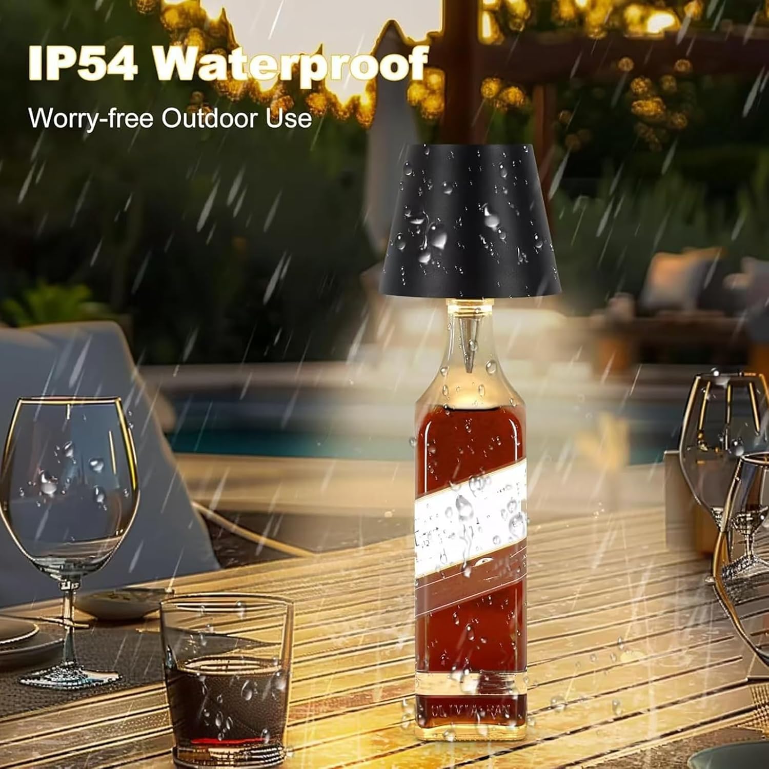 Wireless Bottle Lamp Shade-3 Color Stepless Dimming Bottle Table Lamp ...