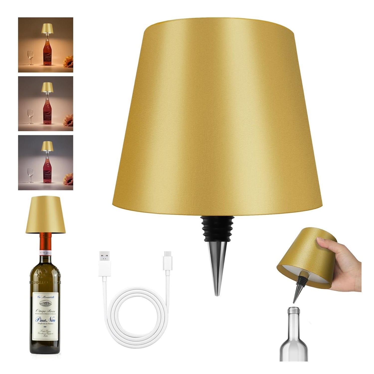 Wireless Bottle Lamp, Wine Bottle Lights with Touch Dimming ...