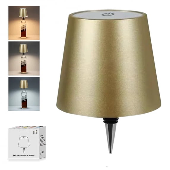 Wireless Bottle Table Lamp Touch Control of 3 Colors and Stepless ...