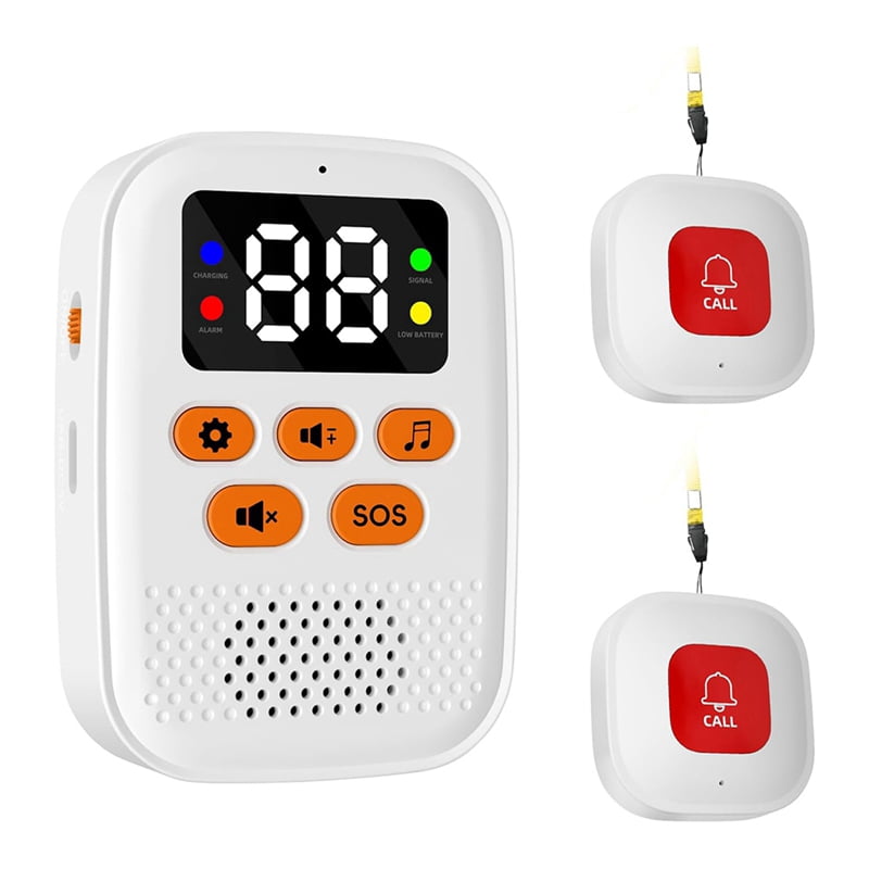 Wireless Call Button for Seniors Caregiver Pager with Vibration, SOS ...