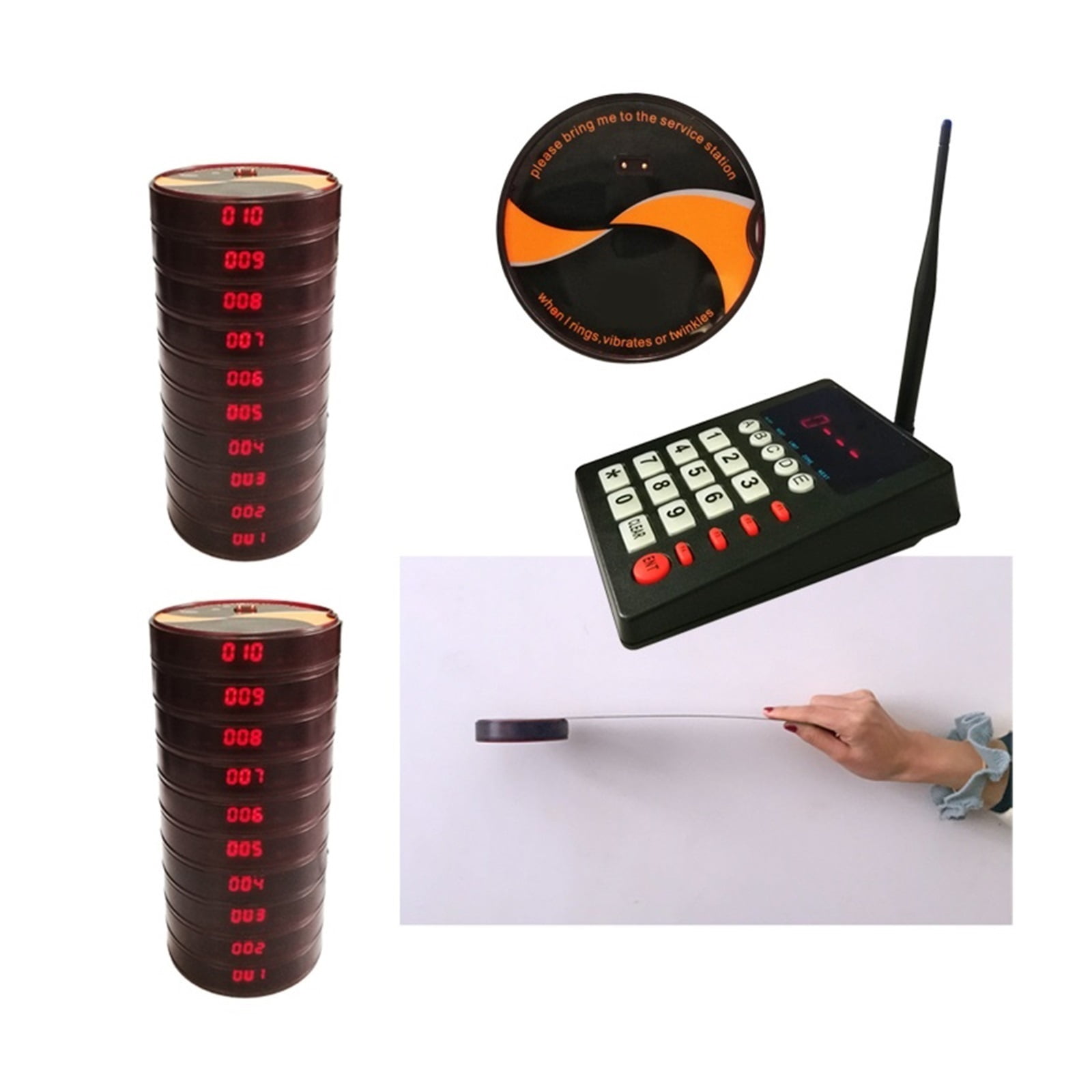 Wireless Calling System Restaurant Pager 30 Coaster Pager 1 Transmitter ...