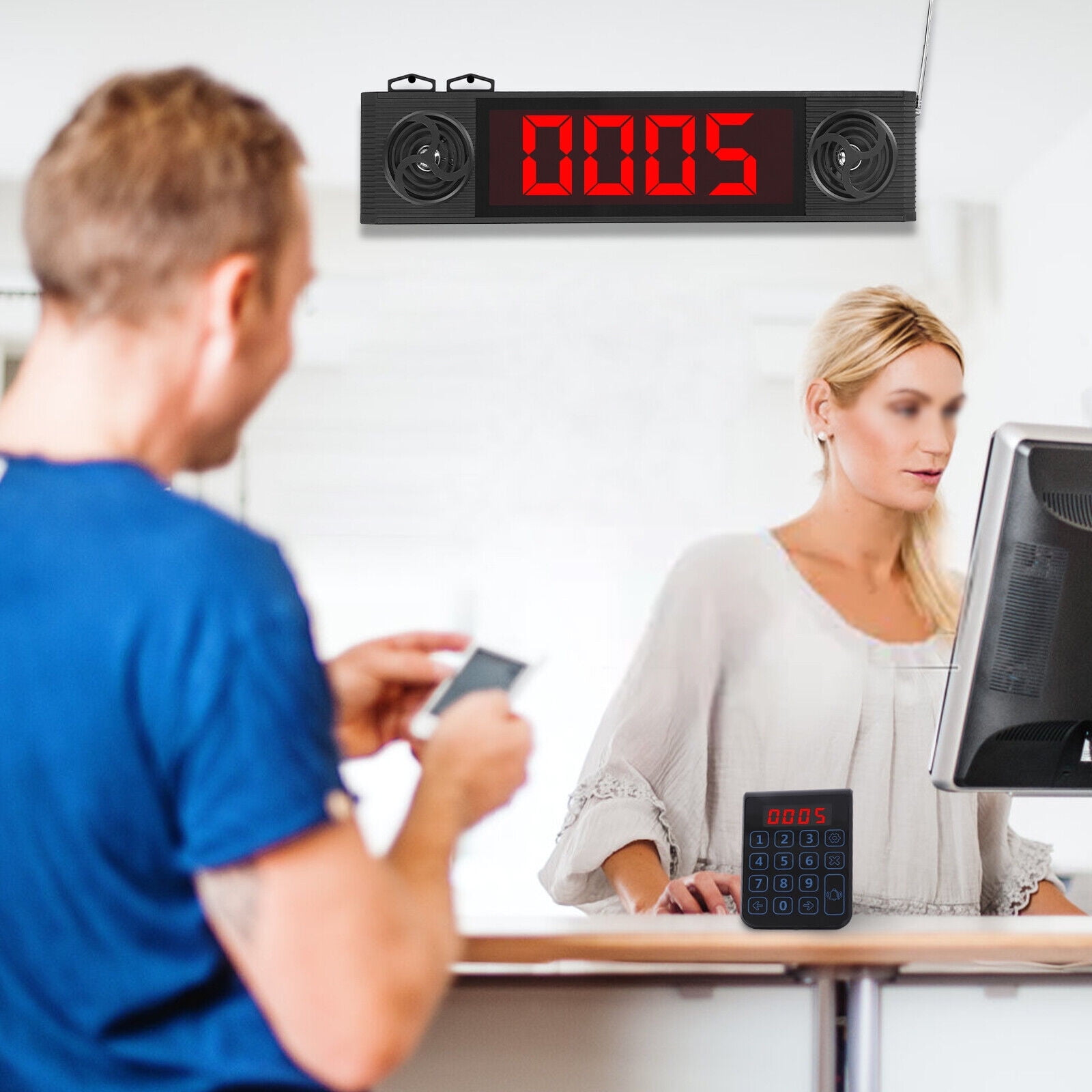 Wireless Calling System Take A Number Display 3 Digitals Restaurant Pager Queue - Walmart.com