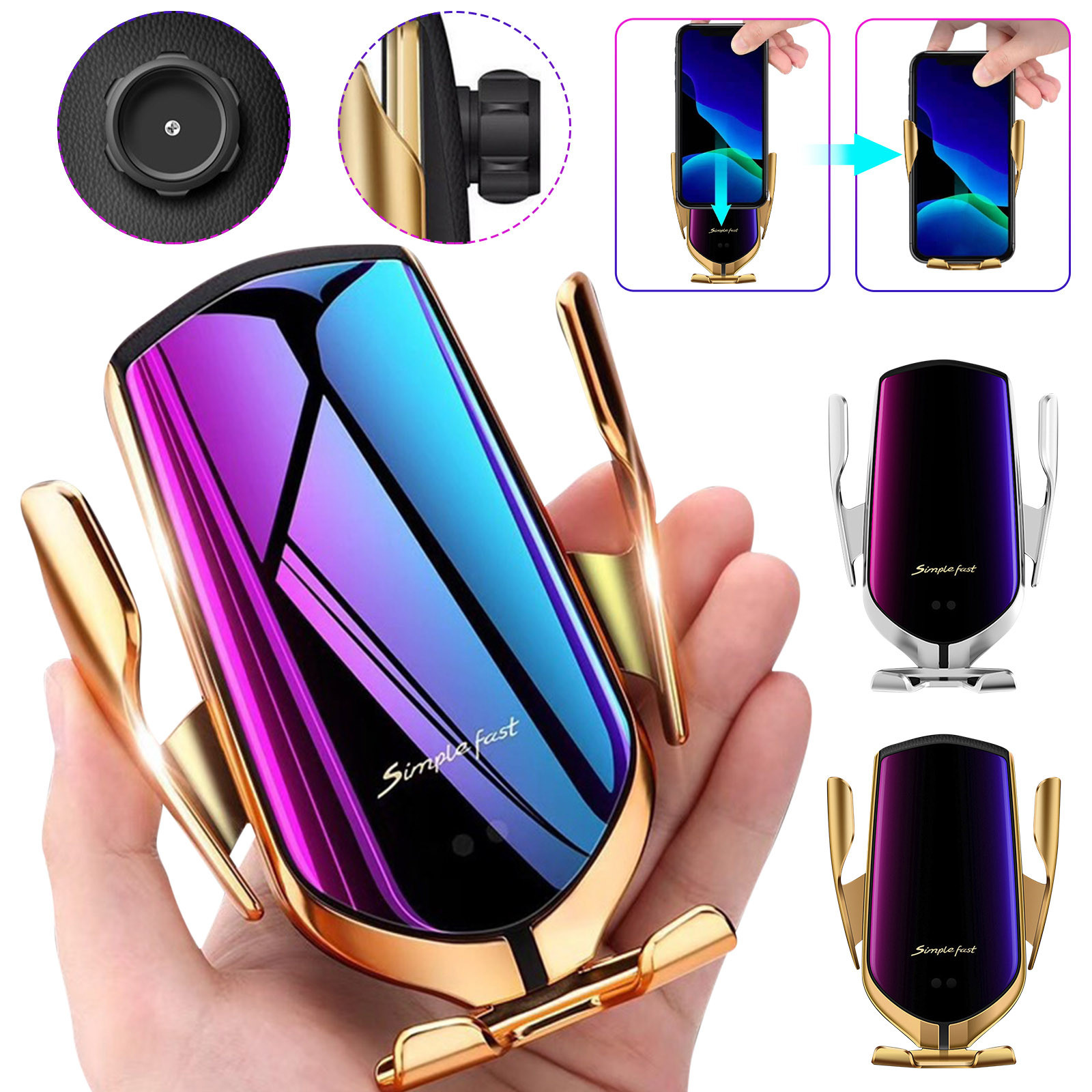 Wireless Car Charger, 10w Fast Charging, Smart Sensor Clamping, Anti ...