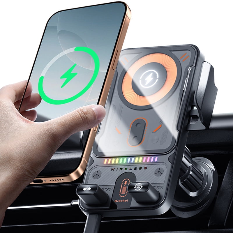 Wireless Car Charger Mount, 15W Fast Charging Auto-Clamping Car Mount ...