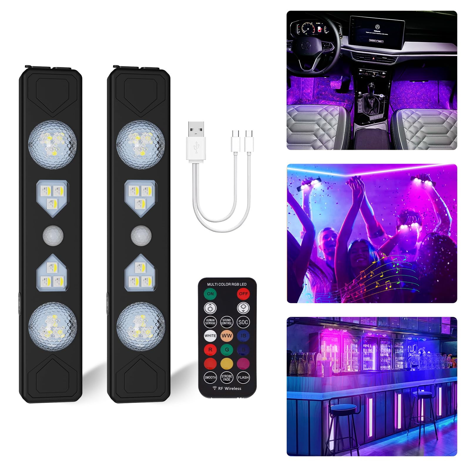 Wireless Car LED Lights Interior Ambient Atmosphere Star Neon Accent ...