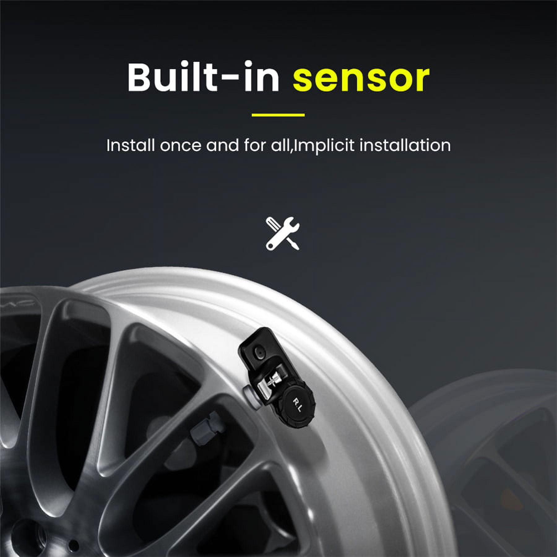 Wireless Car Tpms Tire Pressure Monitoring System Solar Usb Charging Obd2 Plug