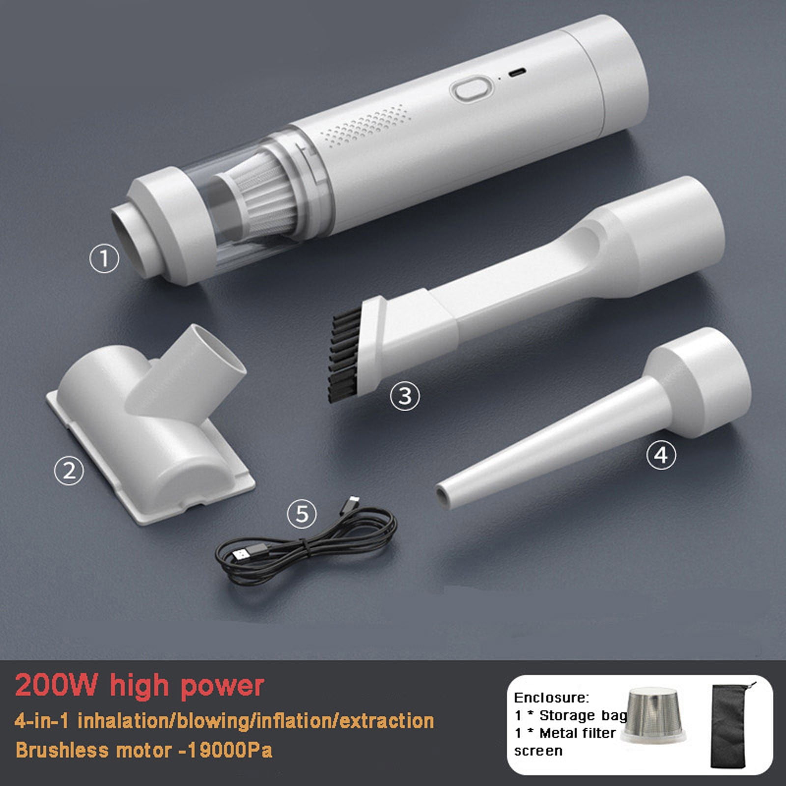 Wireless Car Vacuum Cleaner 19000Pa, Wet/Dry Handheld Blower with ...