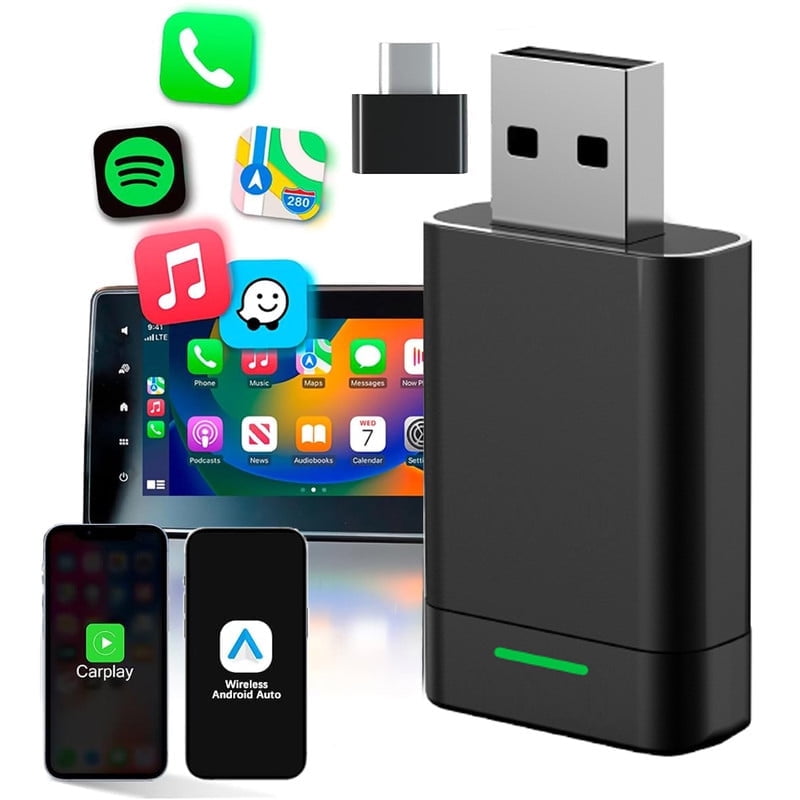 Wireless CarPlay Adapter for iPhone Android, Plug and Play Wireless ...