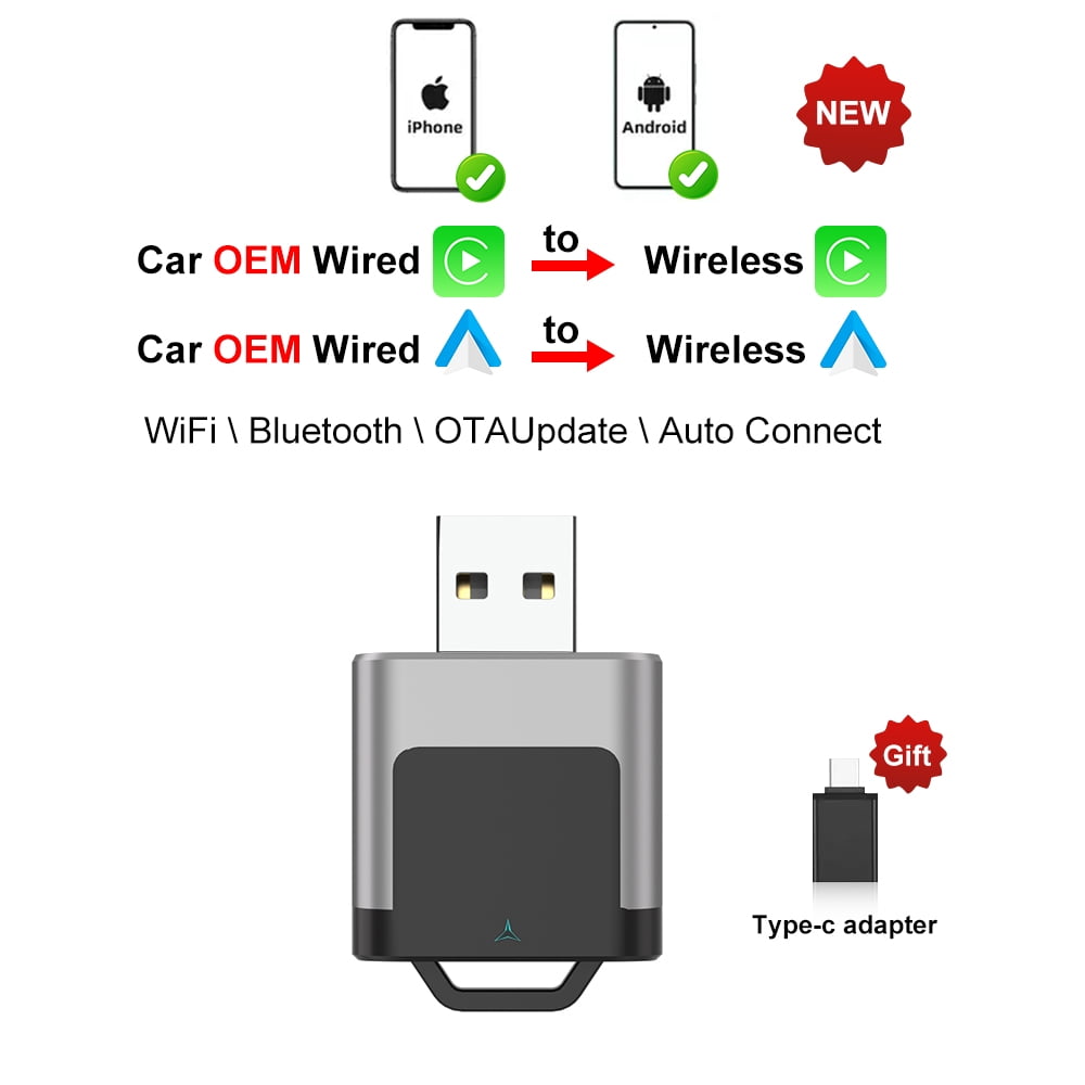 Wireless CarPlay Android Auto Wireless Adapter 2IN1 Smart Mini Box Plug ...