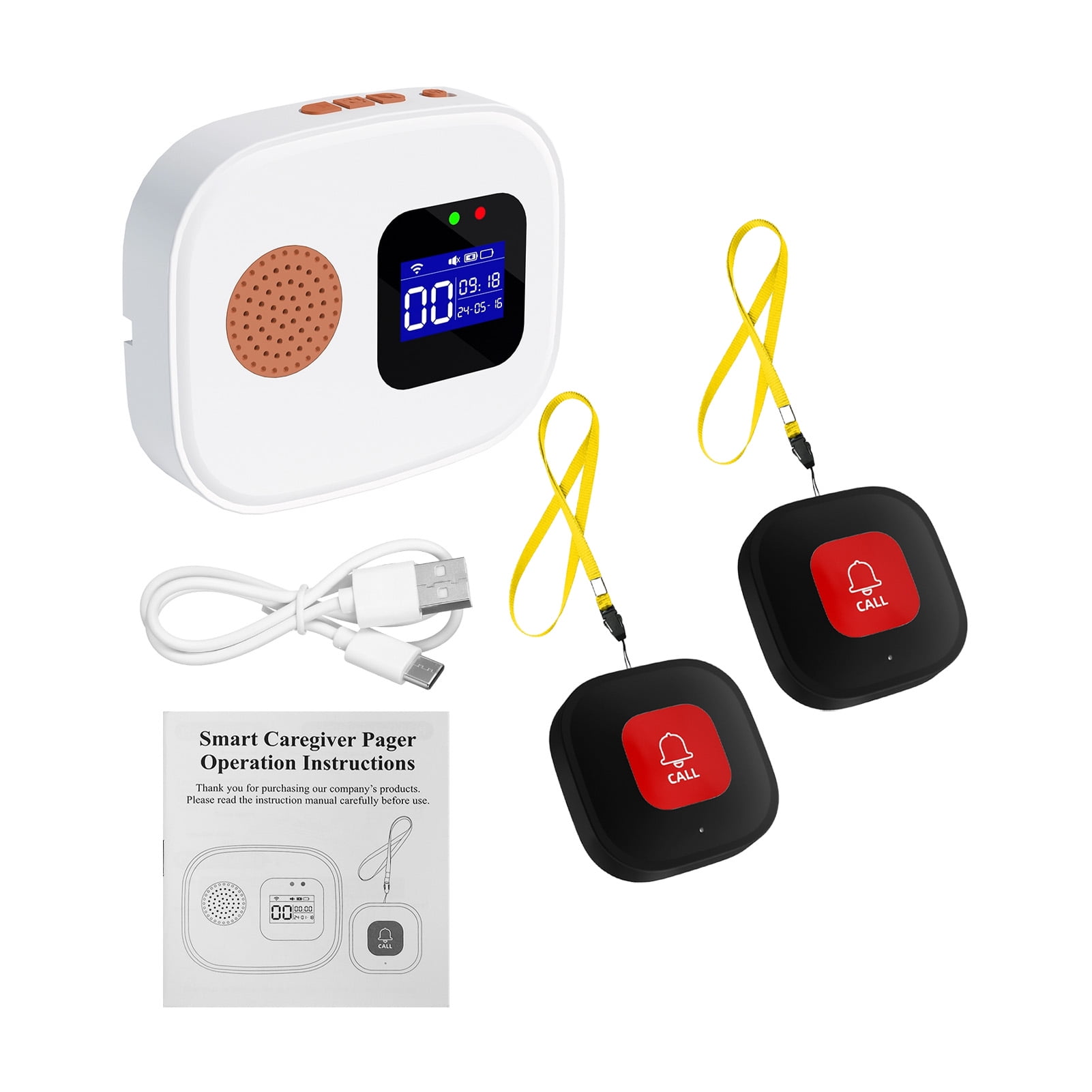 Wireless Caregiver Pager,Buttons Button Lcd App Remote Receiver Wi-fi ...