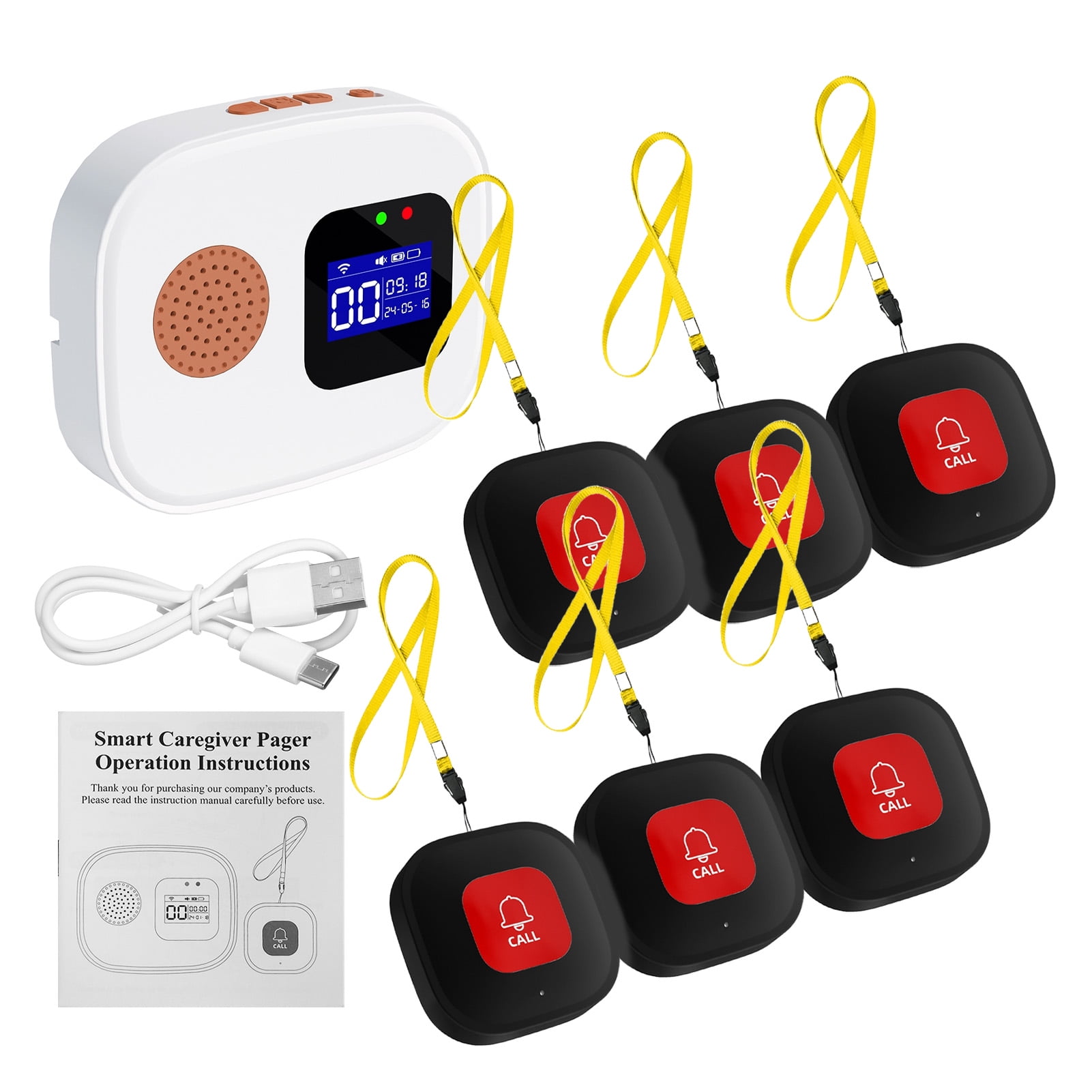 Wireless Caregiver Pager,Call Buttons Nurse Call 6 Sos And 6 Button Lcd ...