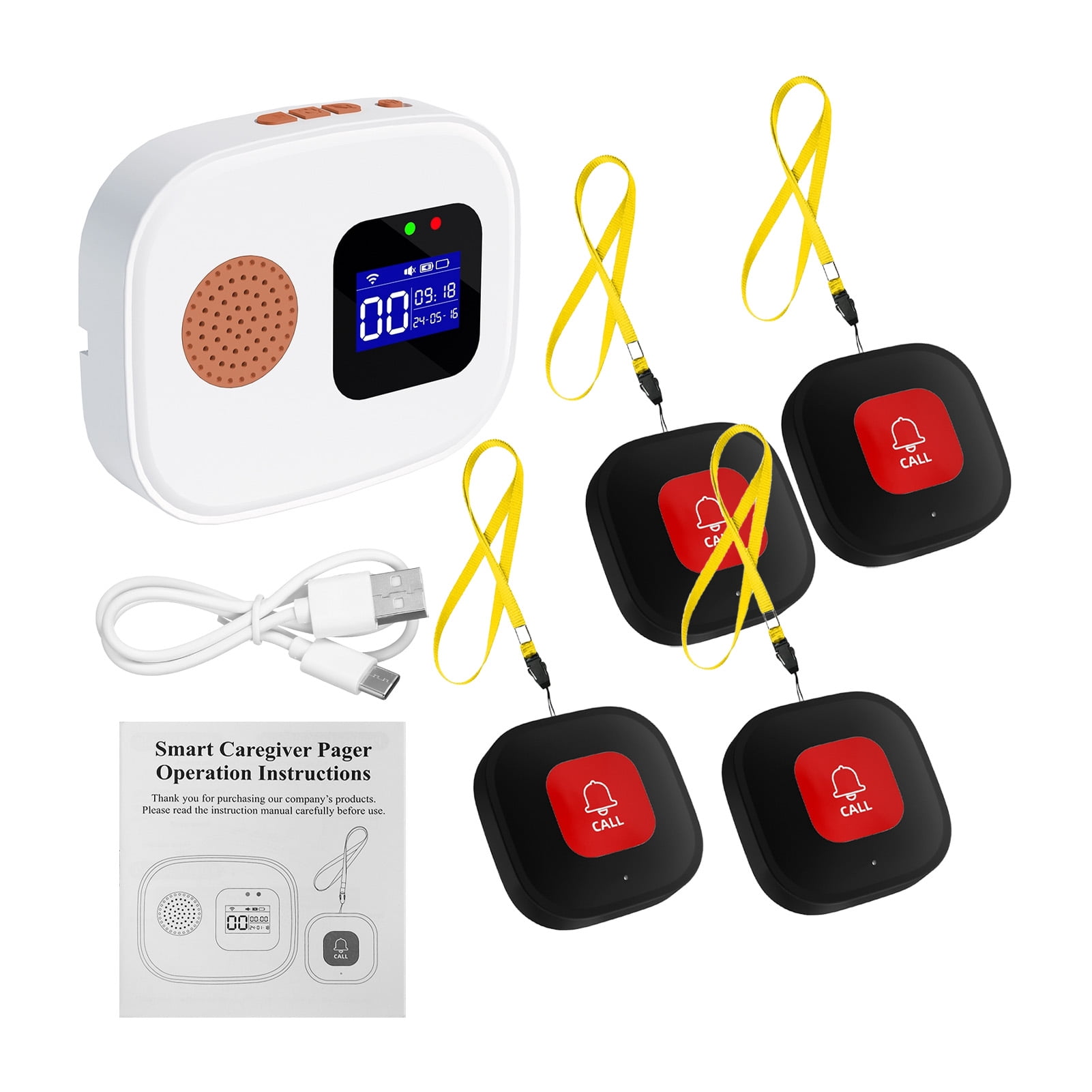 Wireless Caregiver Pager,Receiver And Call Button And 4 App Remote ...
