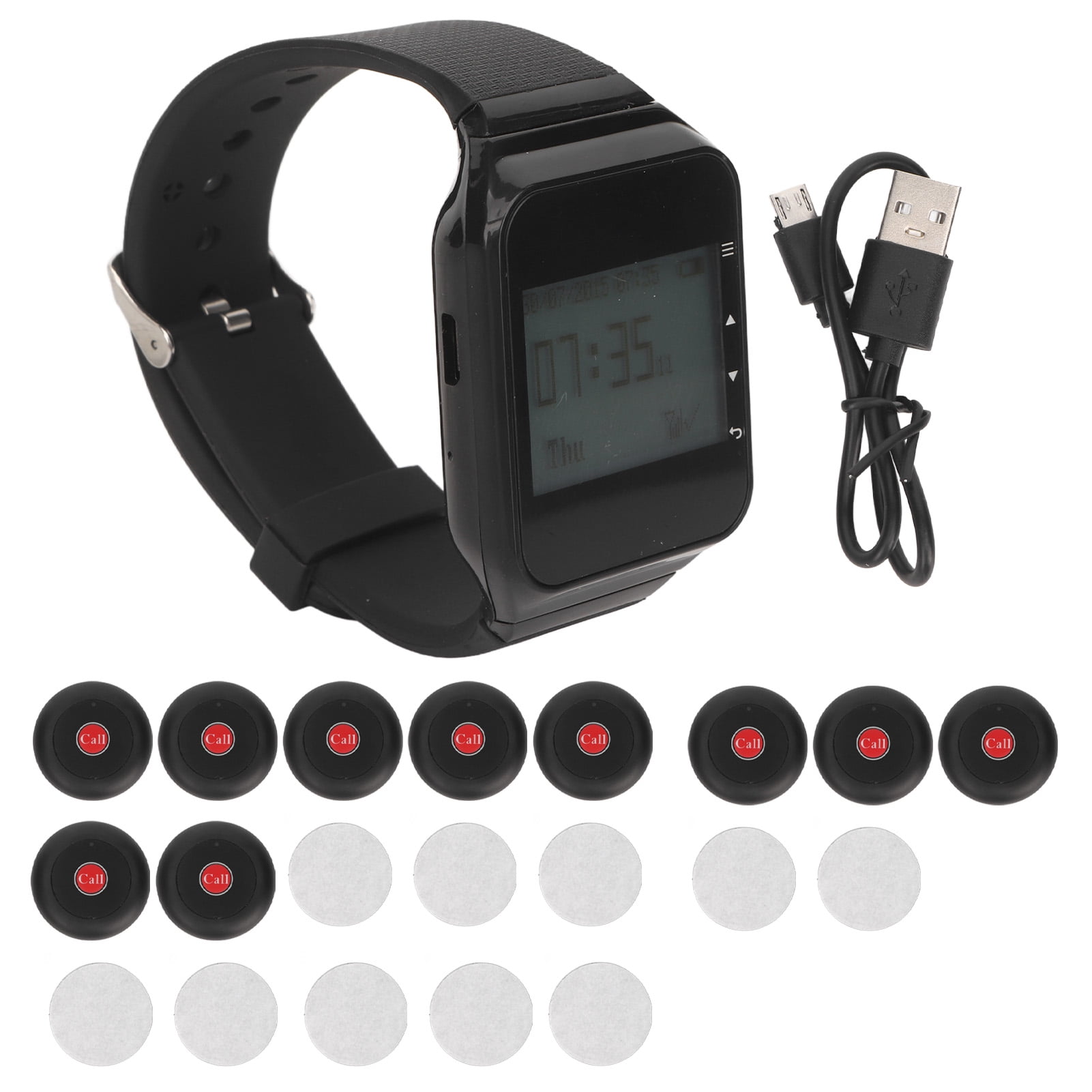 Wireless Caregiver Watch with 1-to-10 RF Tech, Removable Rechargeable ...