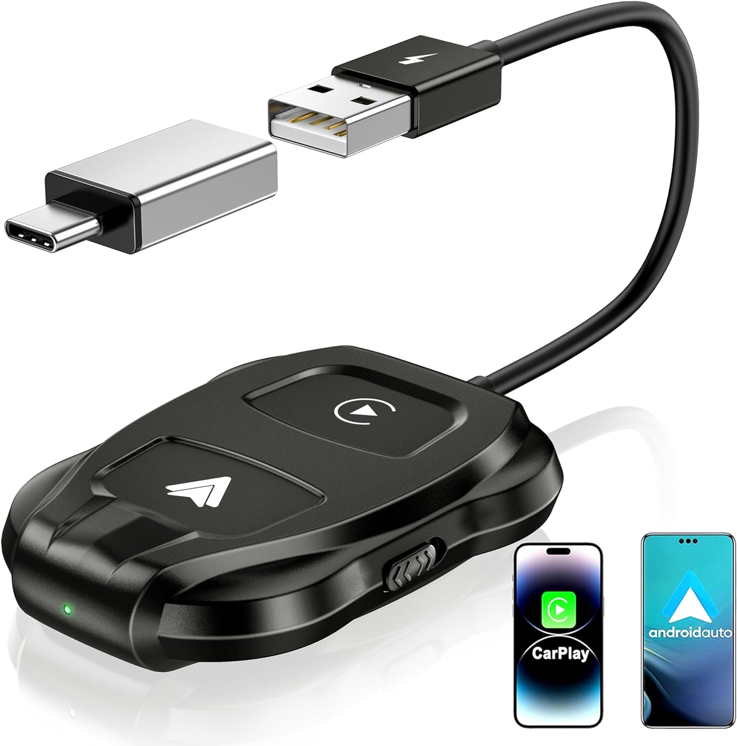 Wireless Carplay Adapter, 2024 Upgrade 2 in 1 Plug & Play Dongle, Converts Wired CarPlay to ...