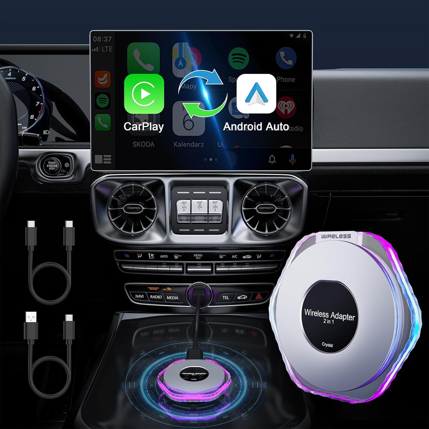 Wireless Carplay Adapter & Android Auto Wireless Adapter, 2024 Car Play ...