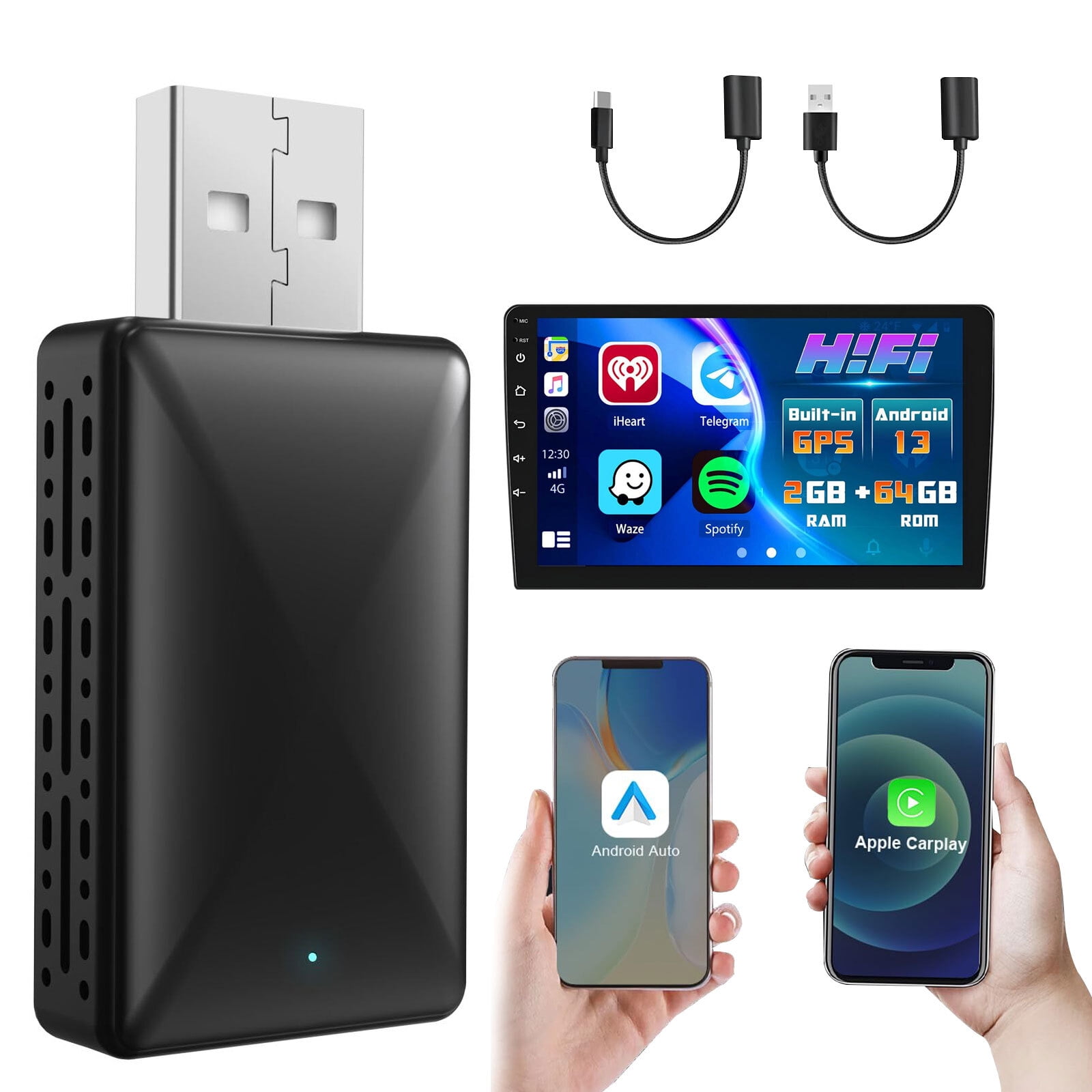 Wireless Carplay Adapter,DFITO 2 in 1 Auto Wireless Dongle for OEM Wired Carplay Android/iOS ...