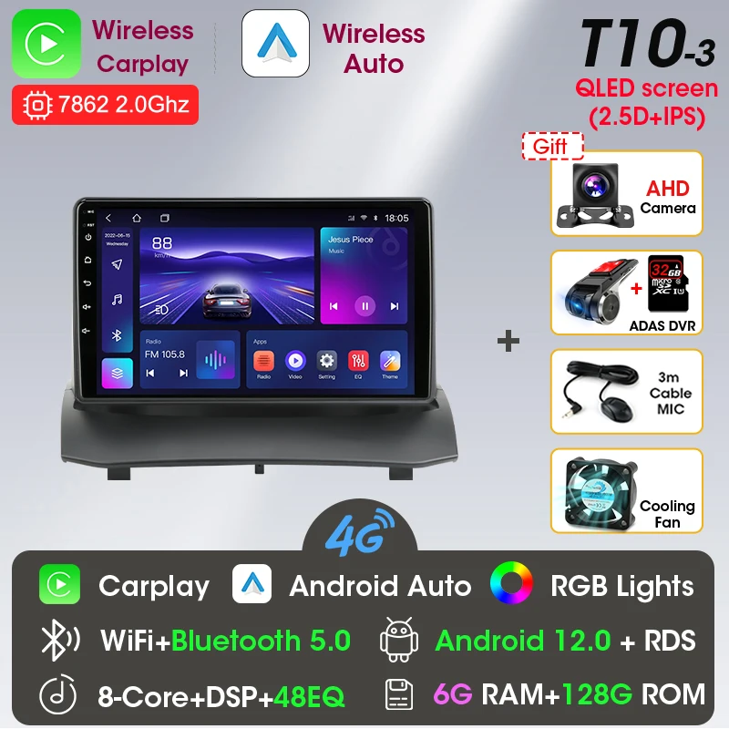 Wireless Carplay Android 12 Car Radio for Ford Fiesta 2009-2017 ...