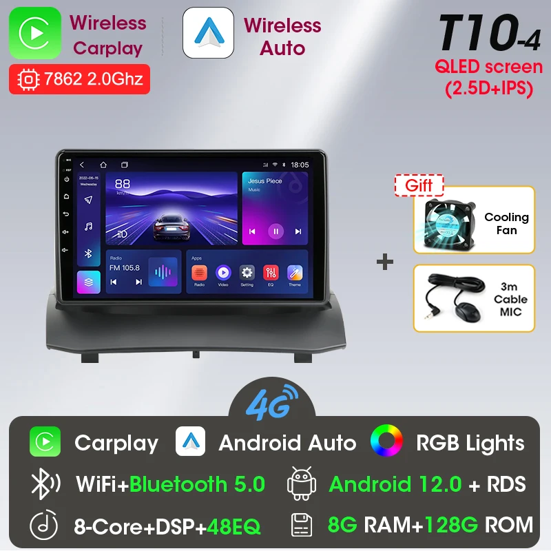 Wireless Carplay Android 12 Car Radio for Ford Fiesta 2009-2017 ...