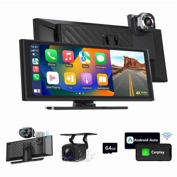 Wireless Carplay & Android Auto Car Screen, 10.26” Portable Car Stereo ...