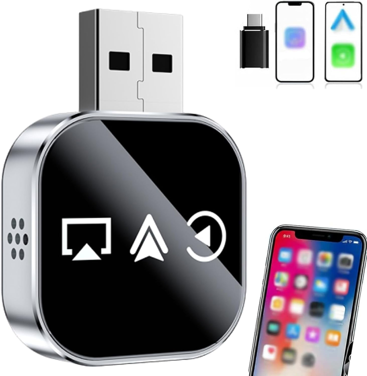 Wireless Carplay Mirror Link Adapter, 2026 Upgrade 3 in 1 auto Adapter ...