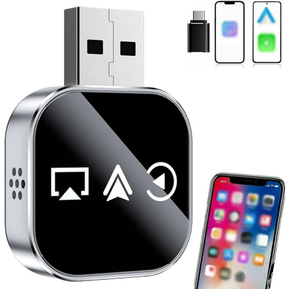 Wireless Carplay Mirror Link Adapter, 2026 Upgrade 3 in 1 auto Adapter ...