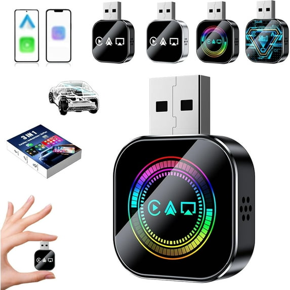 Wireless Carplay Mirror Link Adapter for Stable & Low-Latency Connection, 2026 Upgrade 3-in-1 ...
