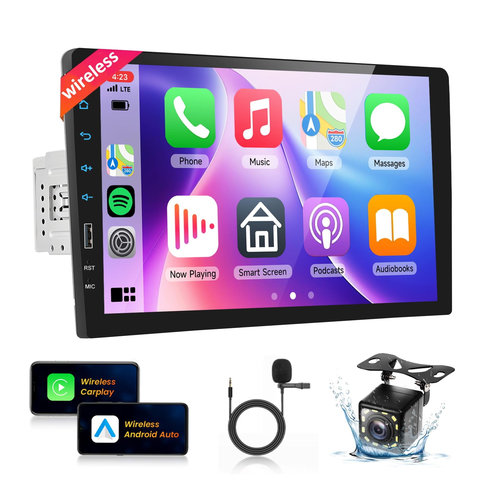 Wireless Carplay Single Din Car Stereo with Wireless Auto Airplay ...