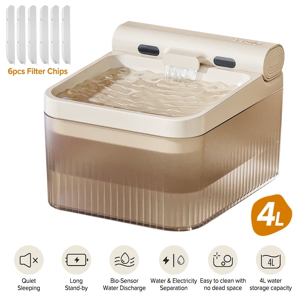 Wireless Cat Water Dispenser, 4L Rechargeable Pet Water Fountain with ...
