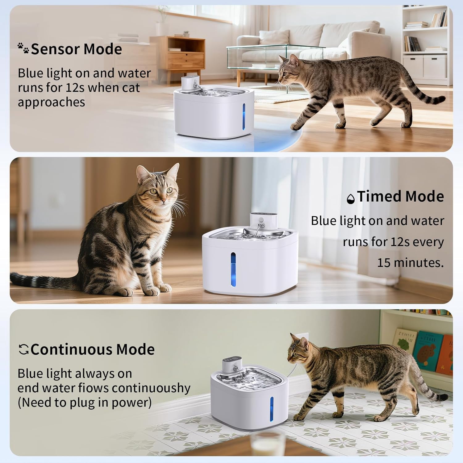 Wireless Cat Water Fountain, 118oz/3.5L Battery Operated Pet Water ...