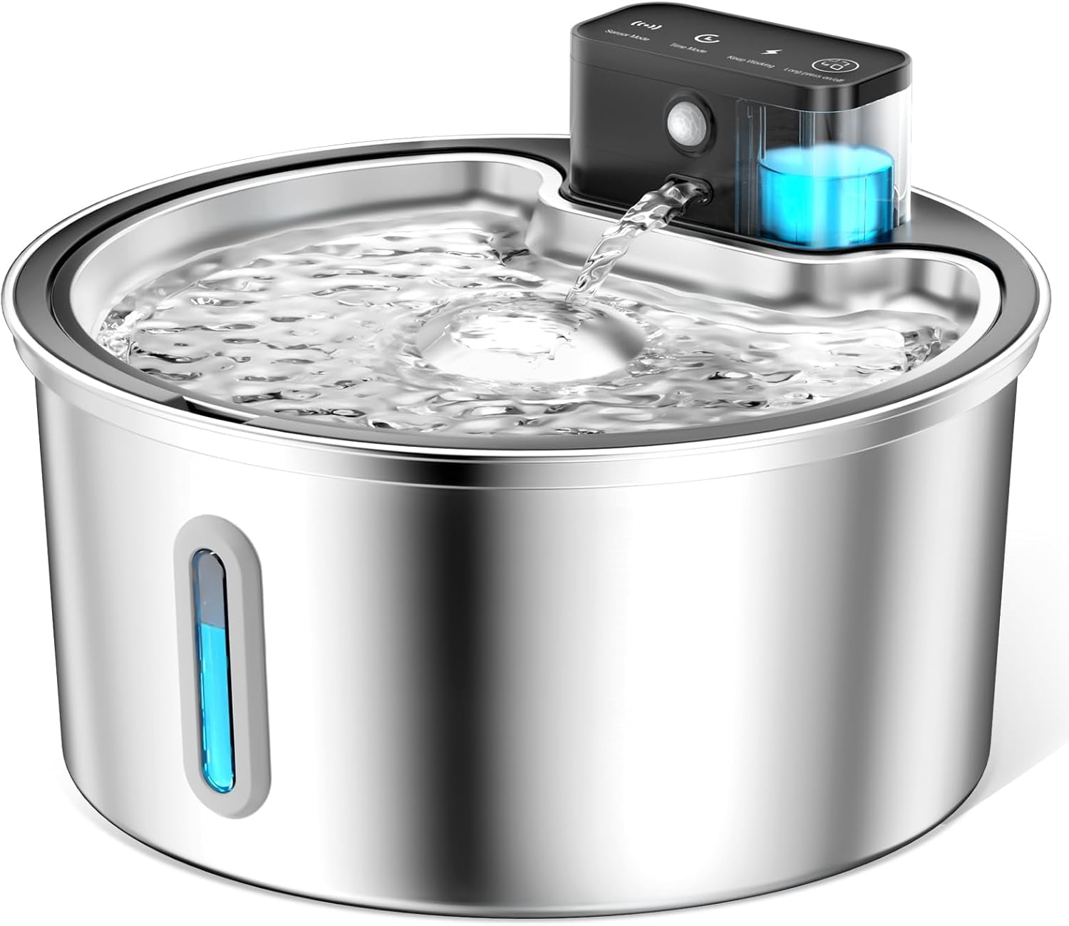 Wireless Cat Water Fountain Stainless Steel - 3.2L/108oz Cordless Pet ...
