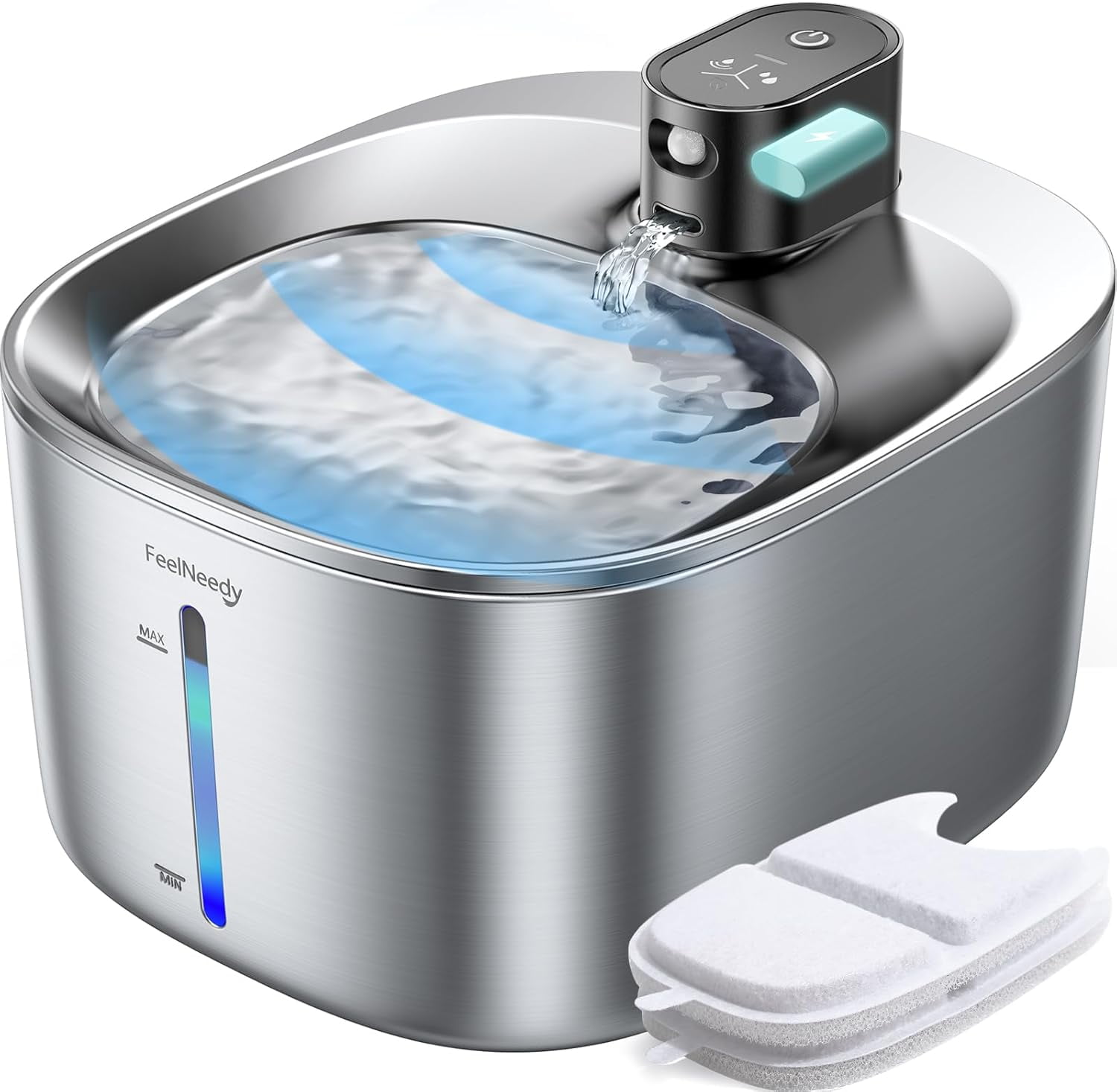 Wireless Cat Water Fountain Stainless Steel with Sensor, 4000mAh ...