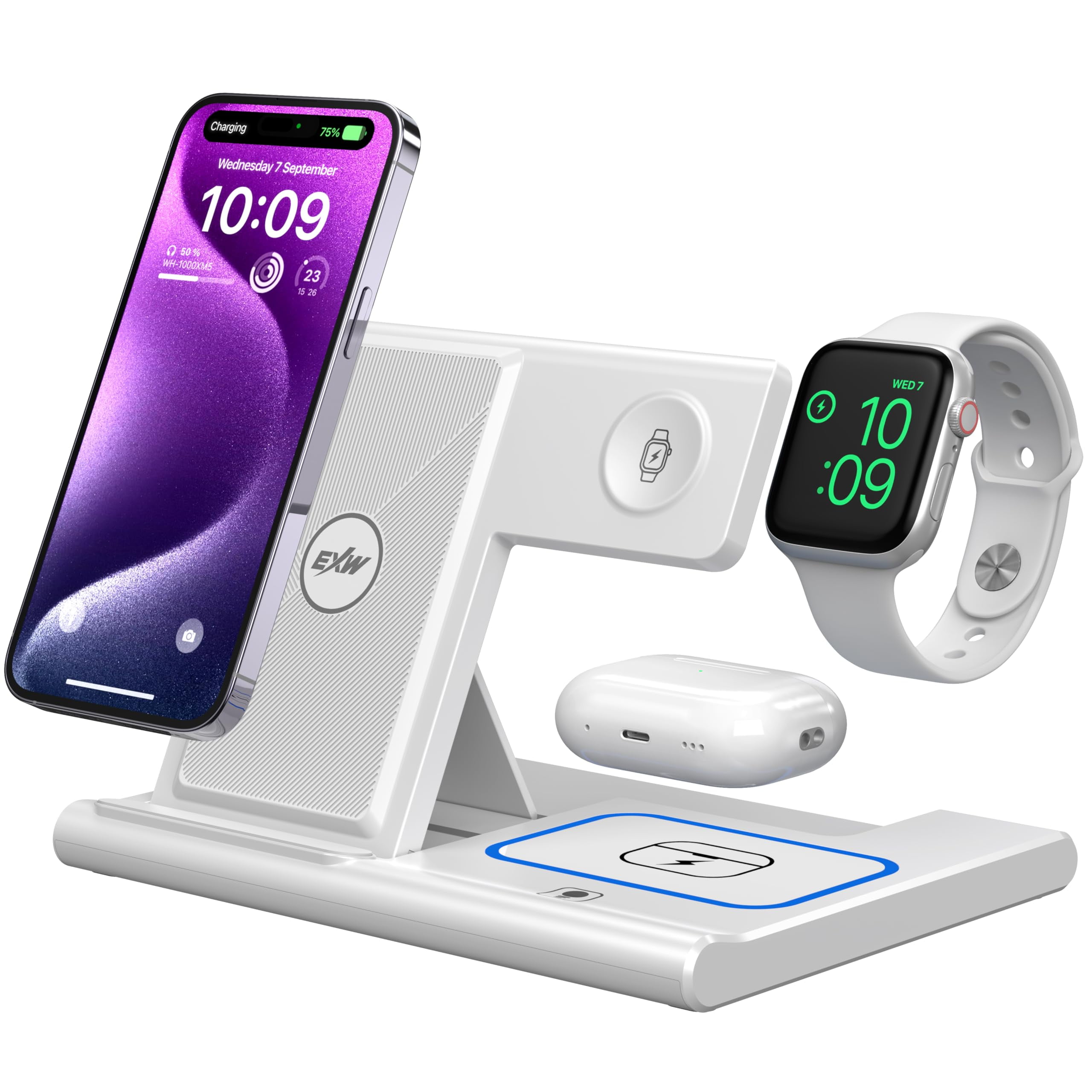 Wireless Charger 3 in 1, Wireless Charging Station for Multiple Devices, Wireless Charging Stand ...