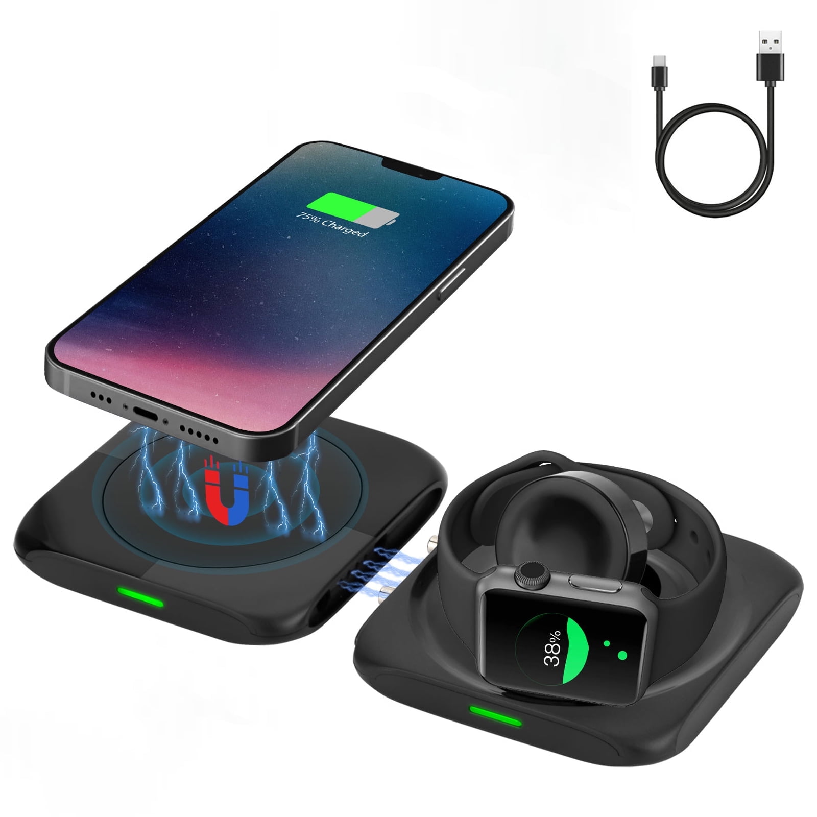Wireless Charger, 3 in 1 Qi Fast Wireless Charging Station Charger ...