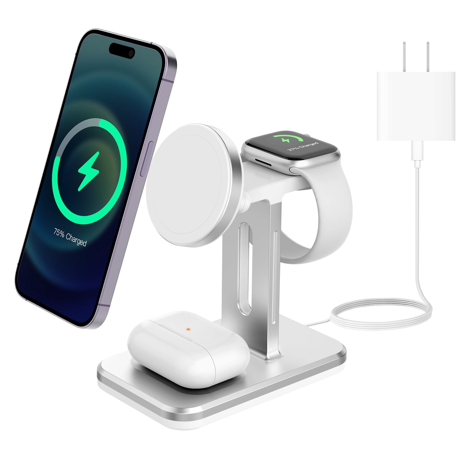 Wireless Charger 3 in 1 Charger Station Fast iPhone Charging Station ...
