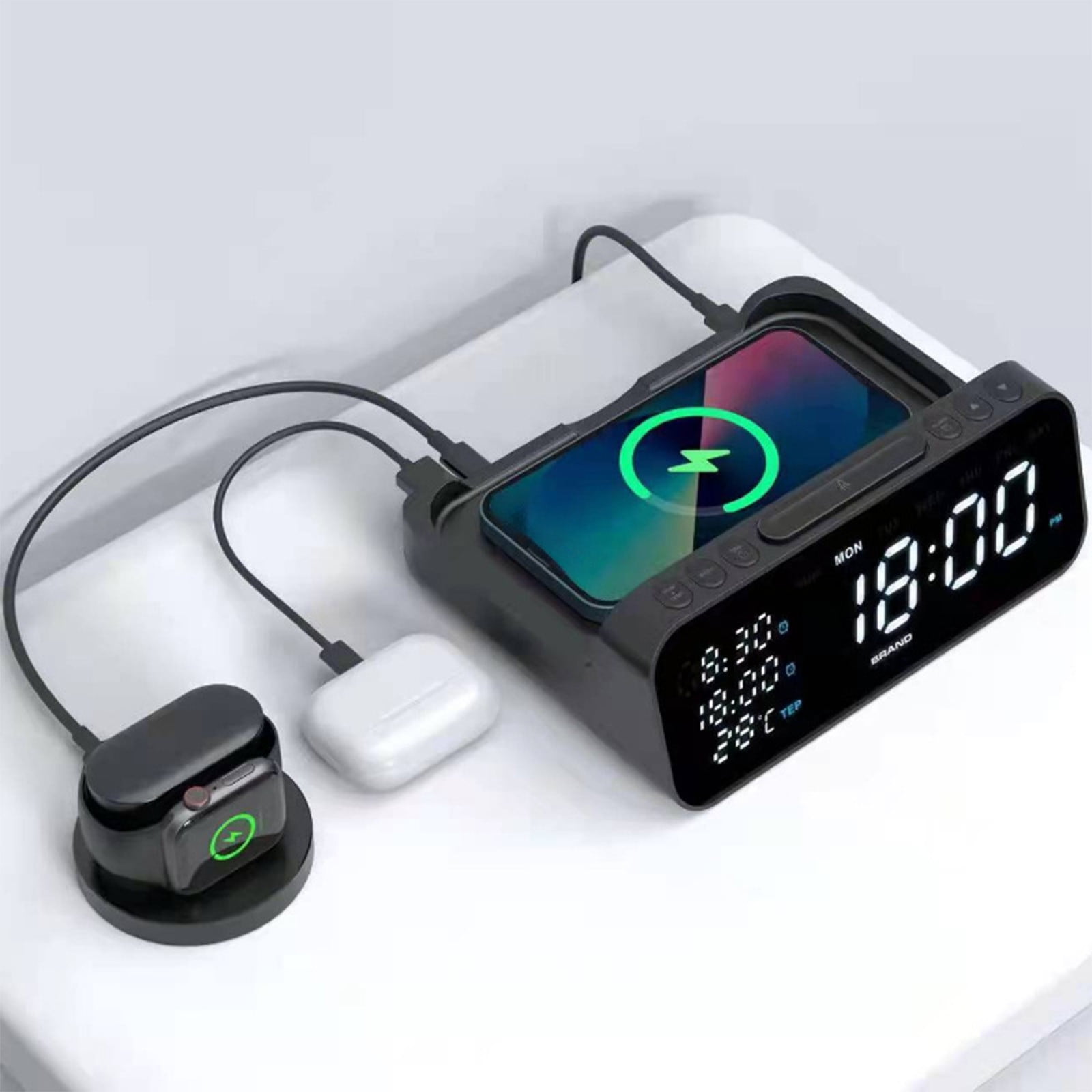 Wireless Charger 4 in 1 Fast Charging Station | 15W Multi-Device Dock ...