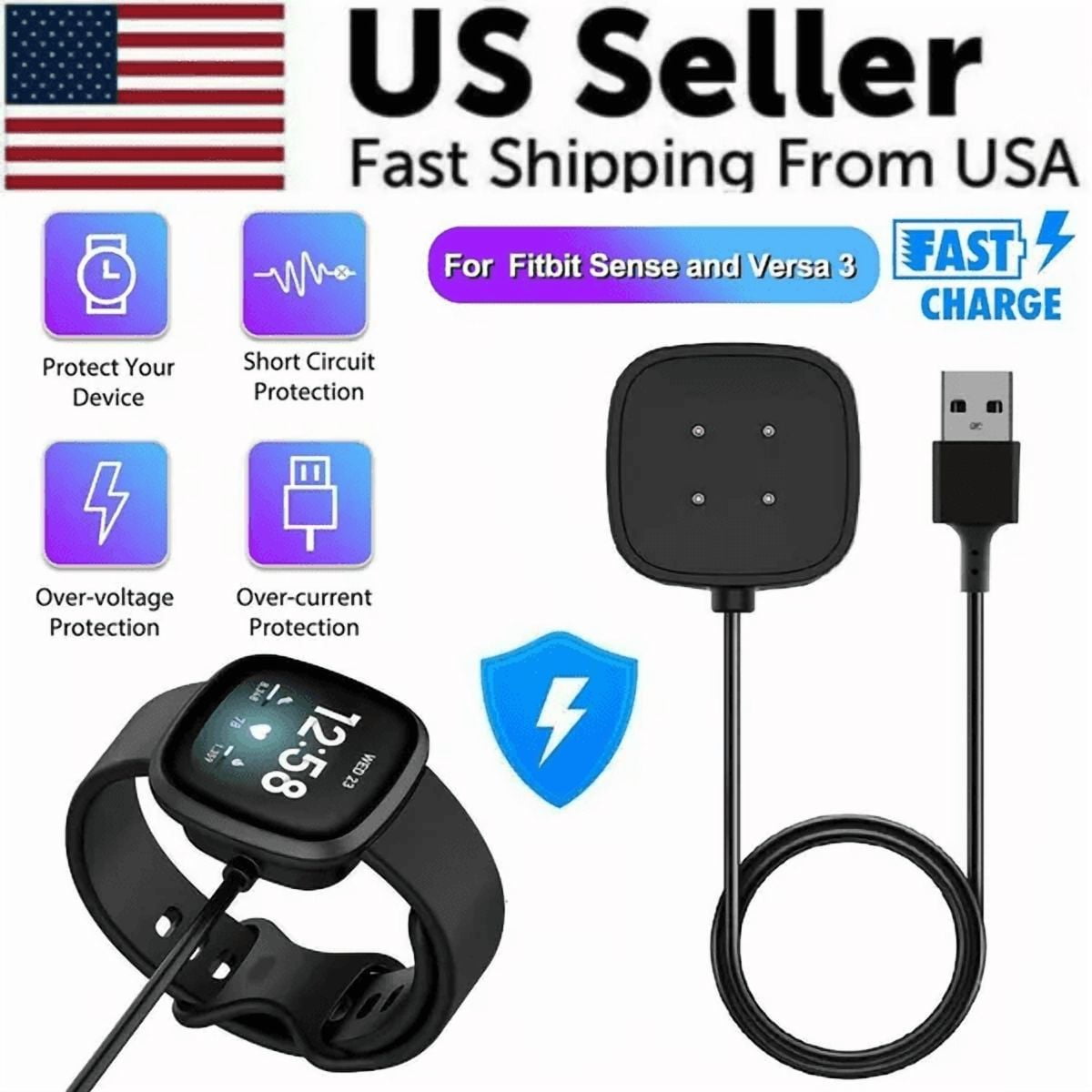 (Huayusheng)--Wireless Charger For Sense Versa 3 4 Watch USB Fast ...