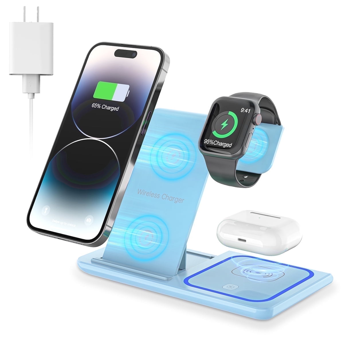 Wireless Charger for Multiple Devices, 18w 3 in 1 Wireless iPhone ...