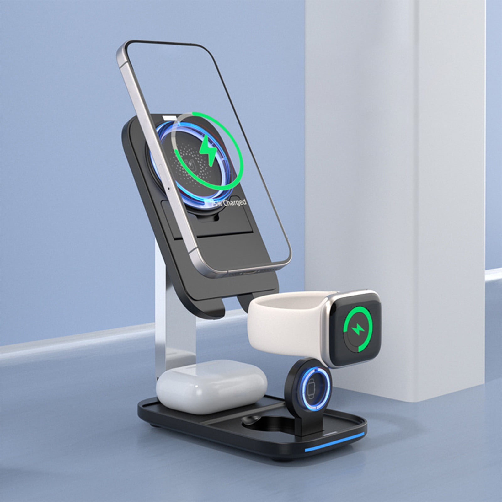 Wireless Charger (Stand), 3 in 1 Wireless Charger with Foldable 15W ...