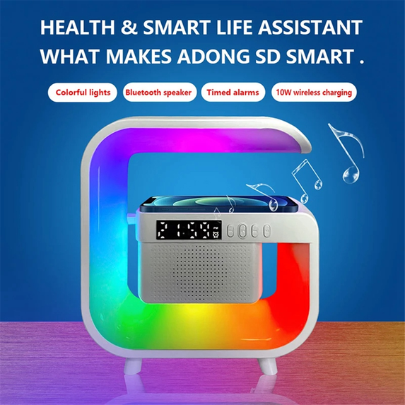 Wireless Charger Stand Bluetooth 5.0 Speaker Multifunction FM TF RGB ...
