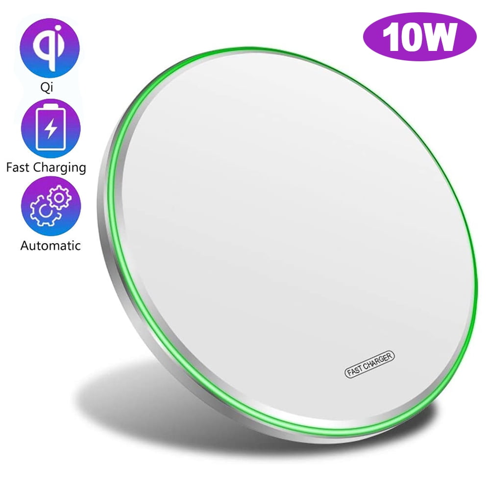 Wireless Charger White Fast Ultra Slim 10W Wireless Charging Station Qi ...