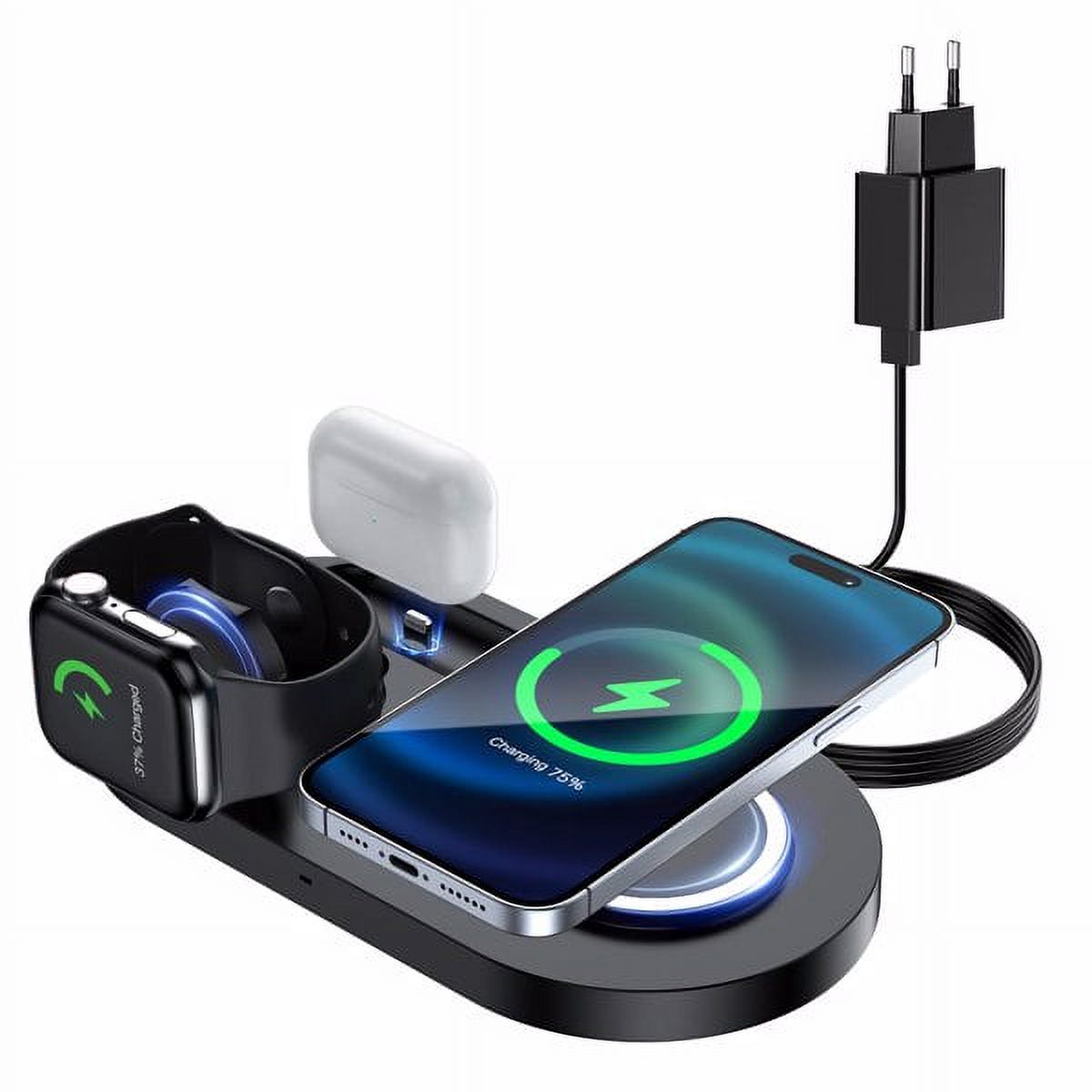 Wireless Charger, ZPL 3 in 1 Fast Wireless Charging Station, Portable ...