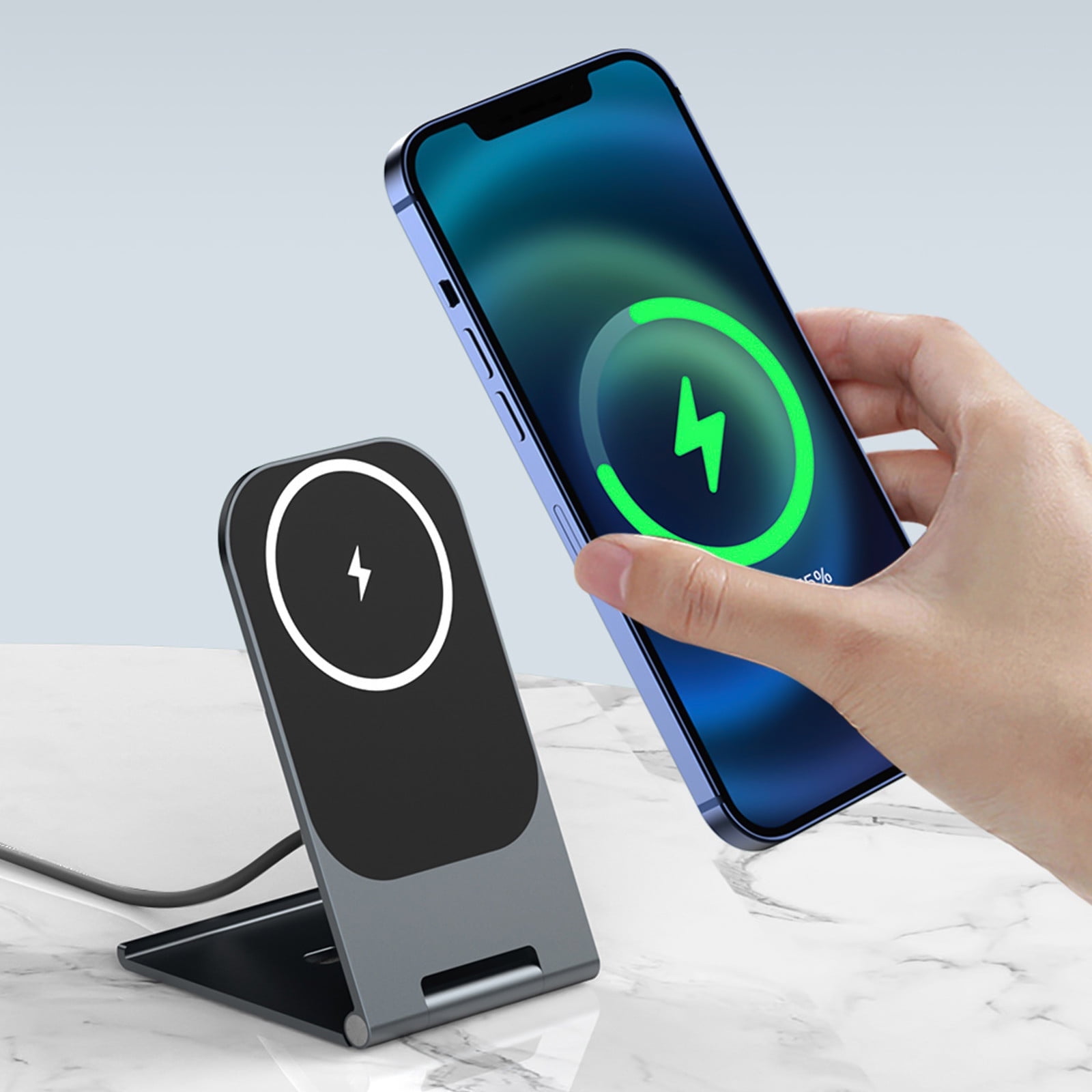15w Fast Magnetic Wireless Charger,Portable Charging Stand,Sleek Glass ...